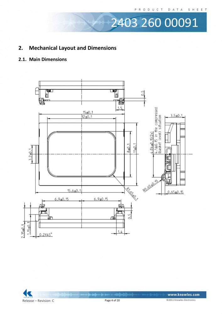 Knowles 2403 260 00091 technical document page 4