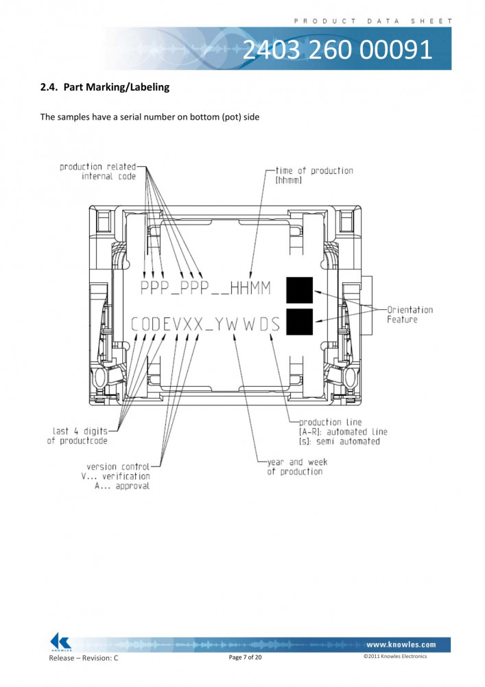 Knowles 2403 260 00091 technical document page 7