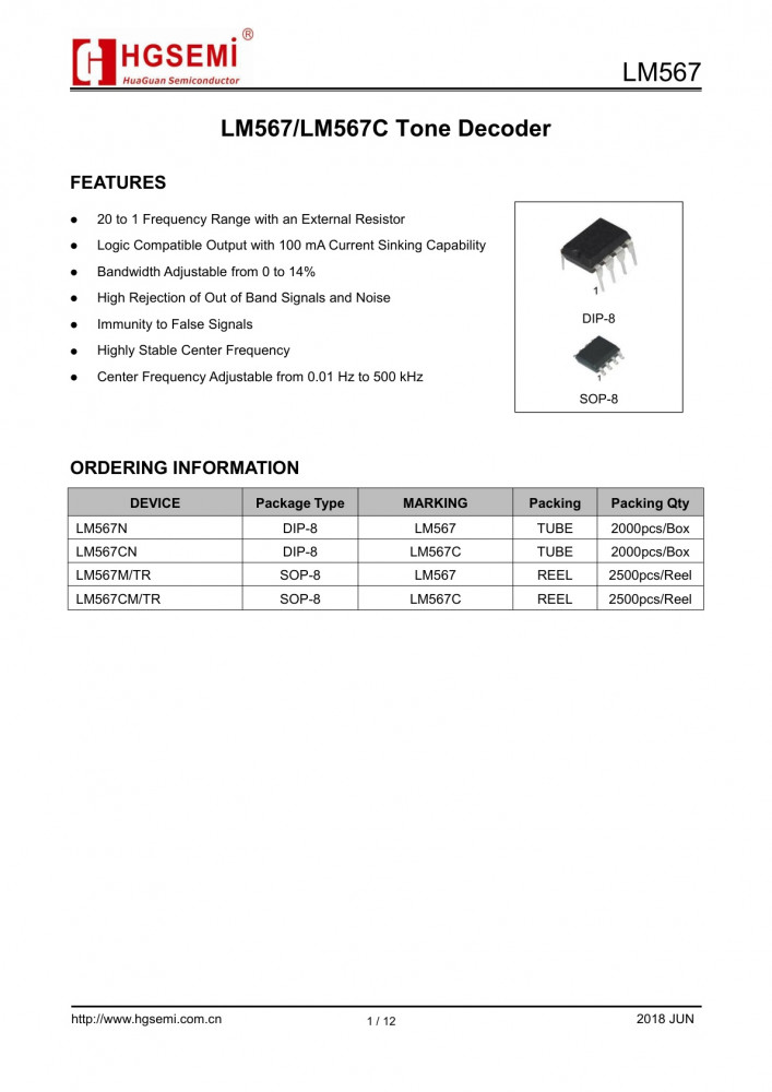 LM567CM/TR datasheet page 1