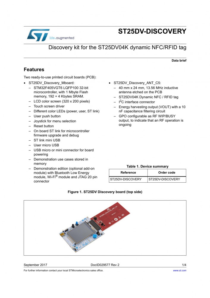 ST25DV-DISCOVERY documentation preview, page 1