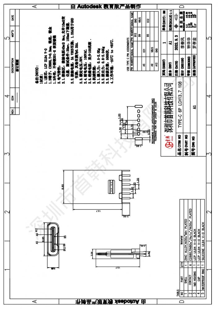 TYPE-C 6P LCH13.7 108 approval specification page 1