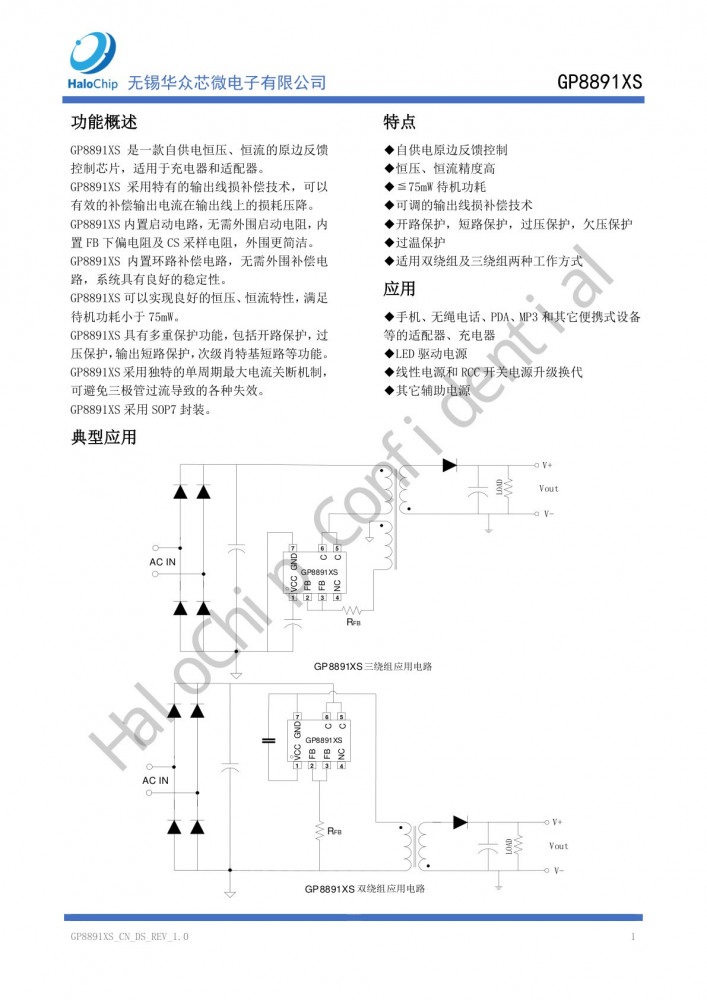 GP8891CS datasheet page 1