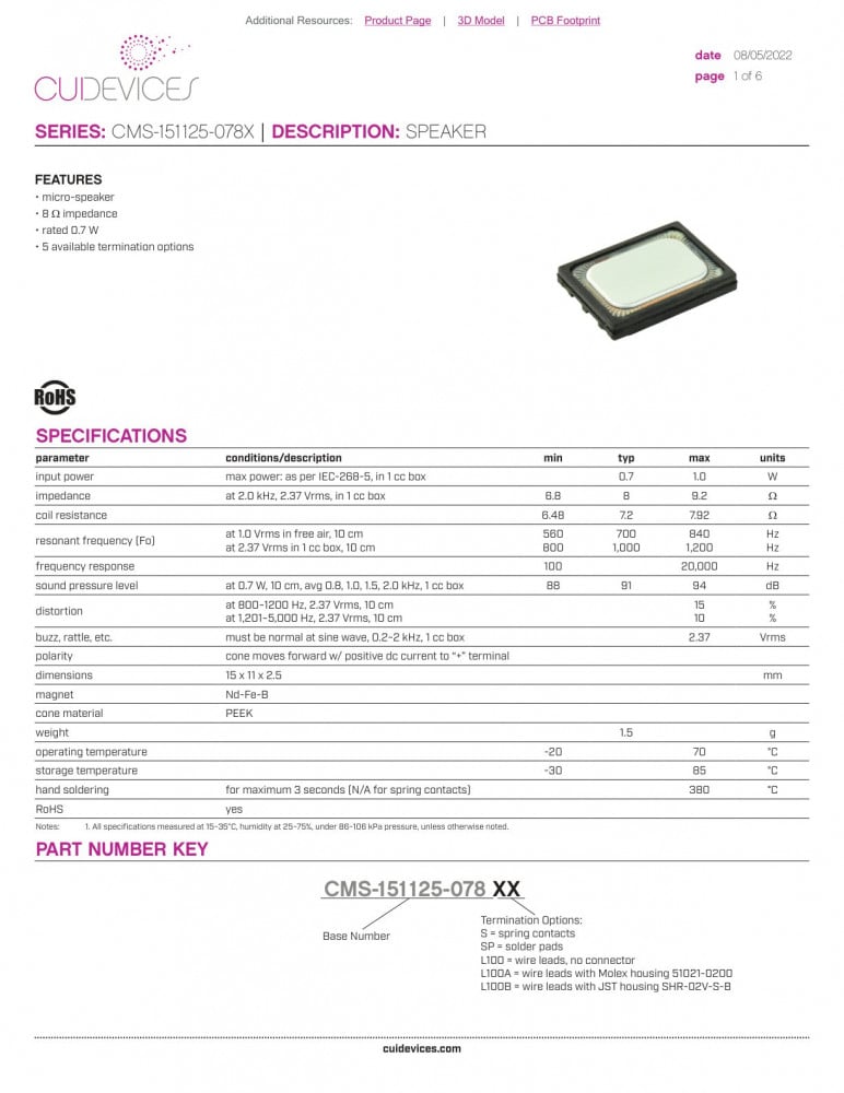 CMS-151125-078S datasheet page 1