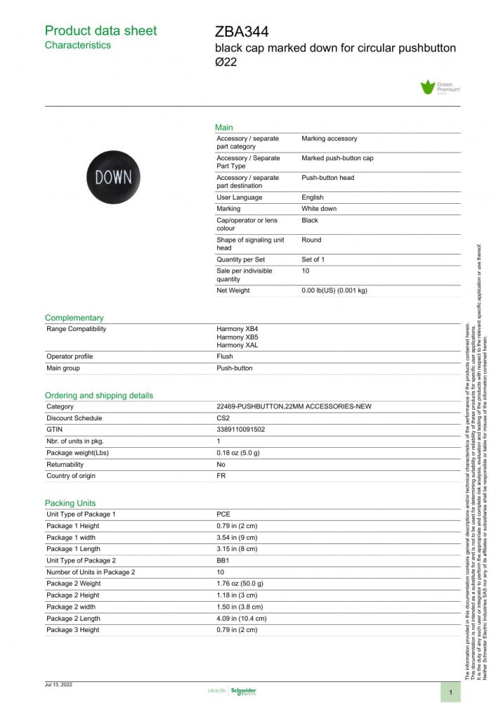 ZBA344 technical document page 1