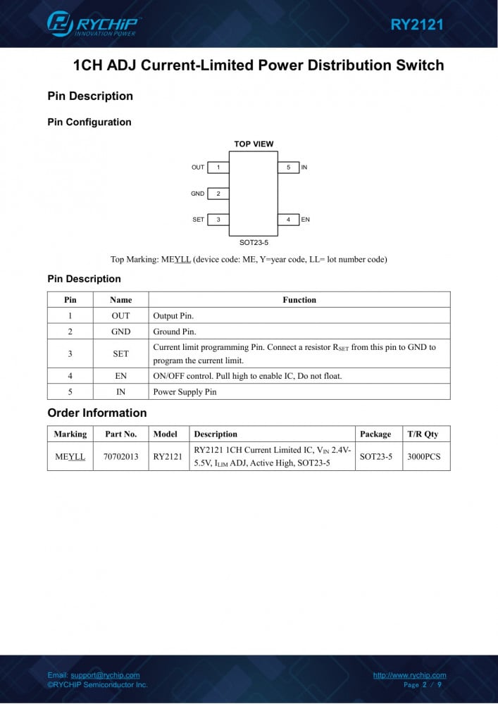 RY2121 datasheet page 2