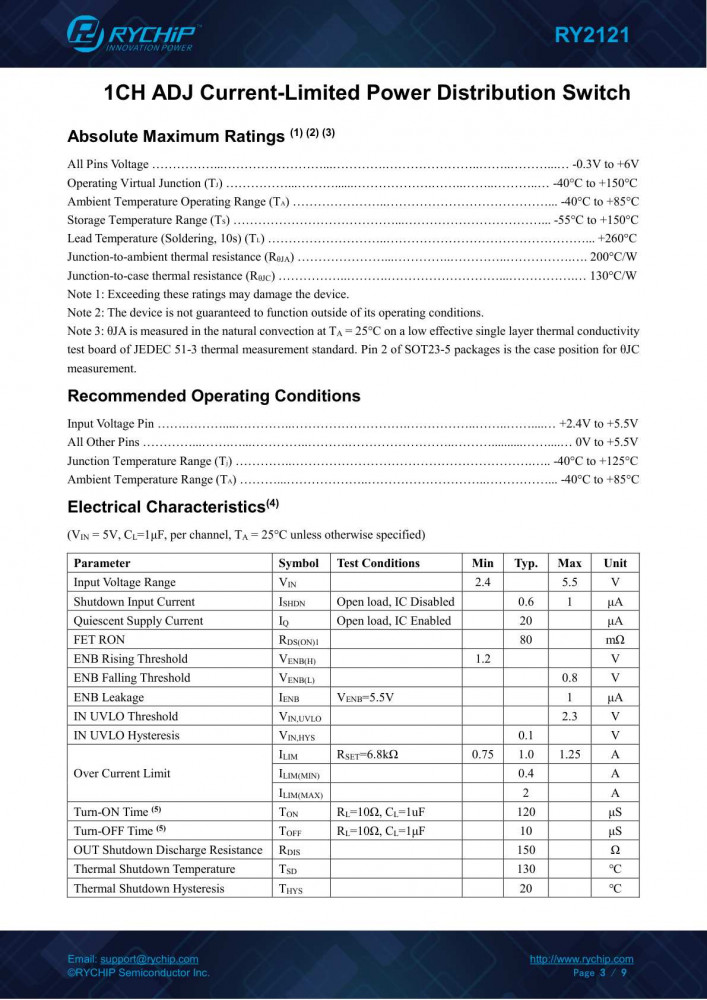 RY2121 datasheet page 3
