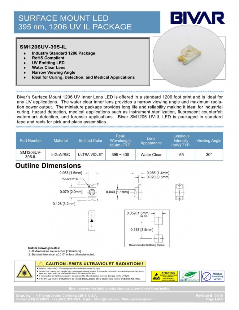 SM1206UV-395-IL datasheet page 1