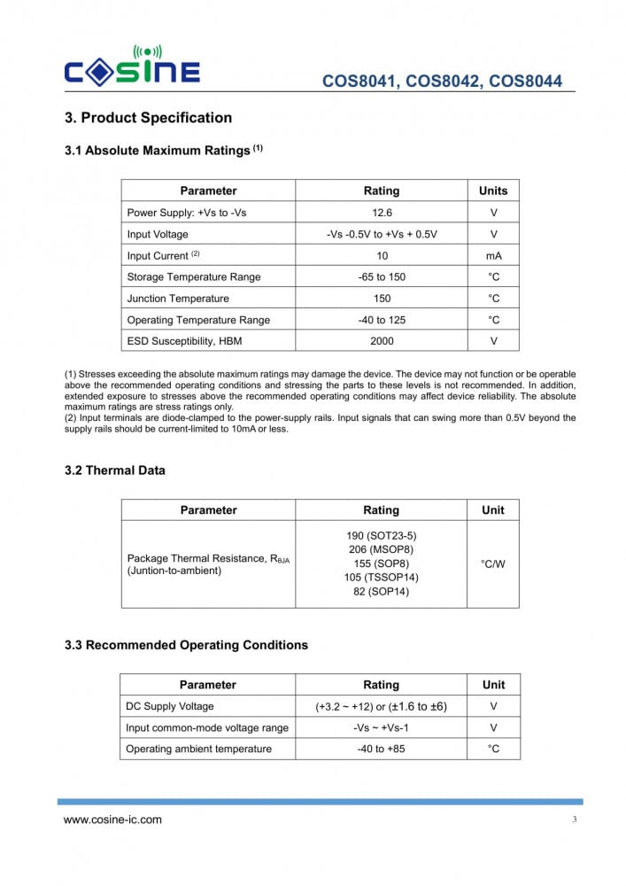 COS8042 datasheet page 3