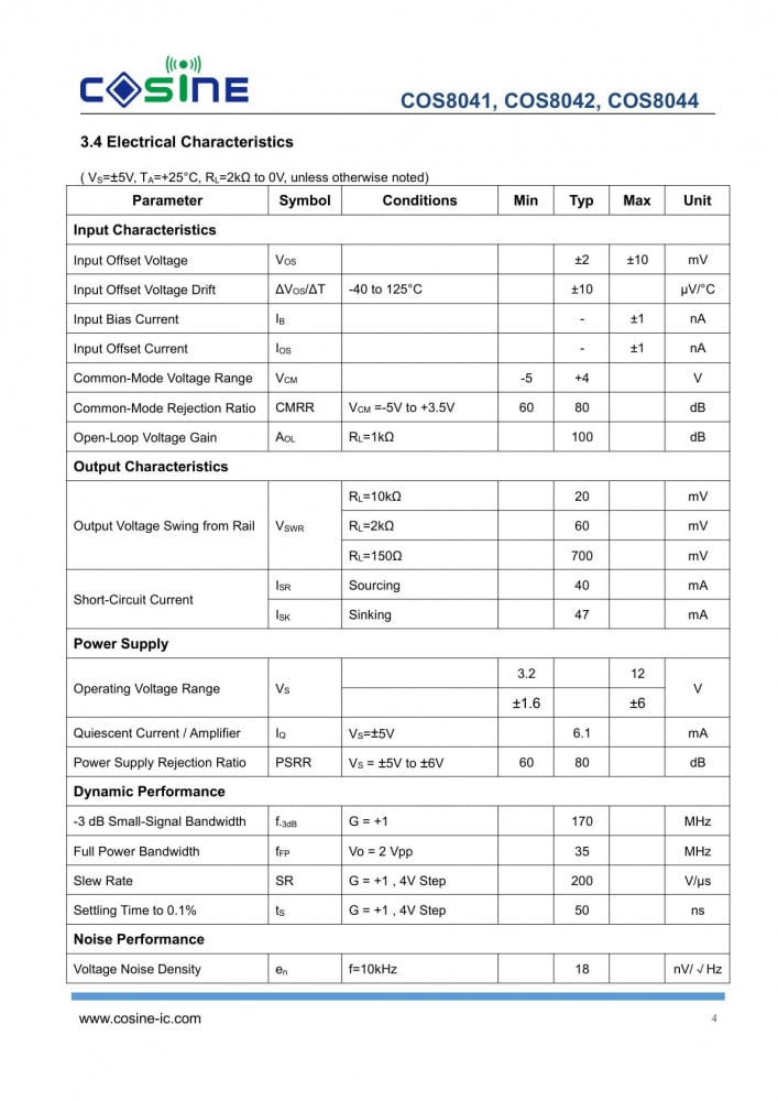 COS8042 datasheet page 4
