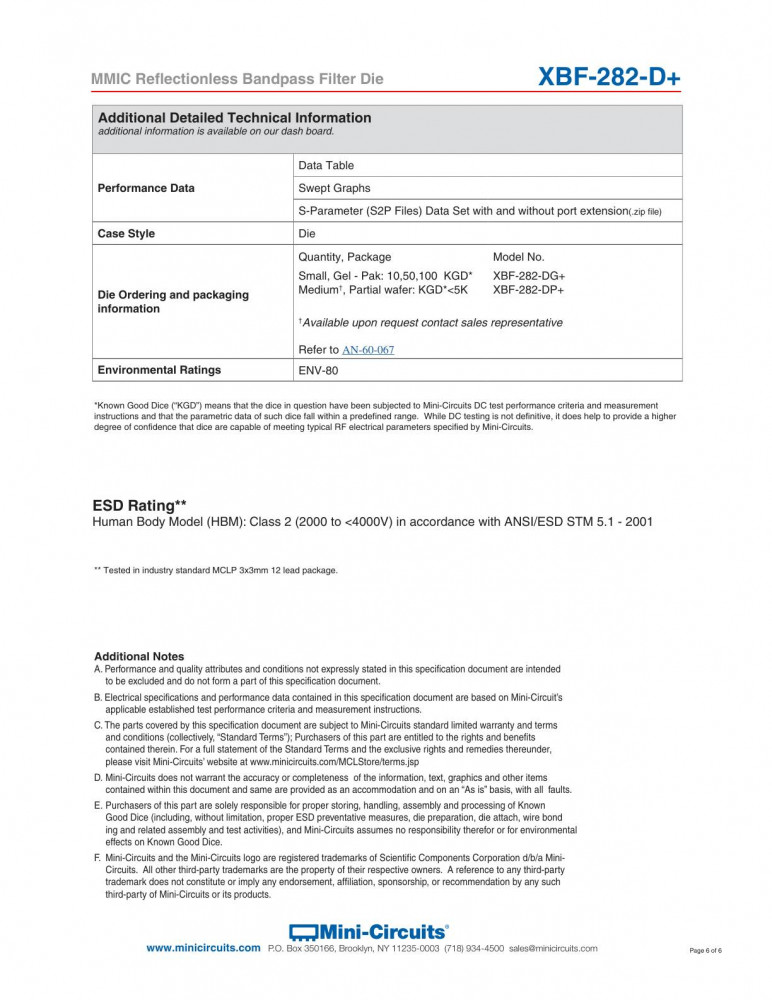 XBF-282-DG+ datasheet page 6