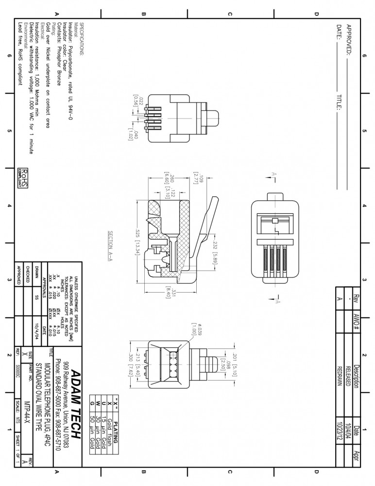ADAM TECH MTP-44-G technical drawing
