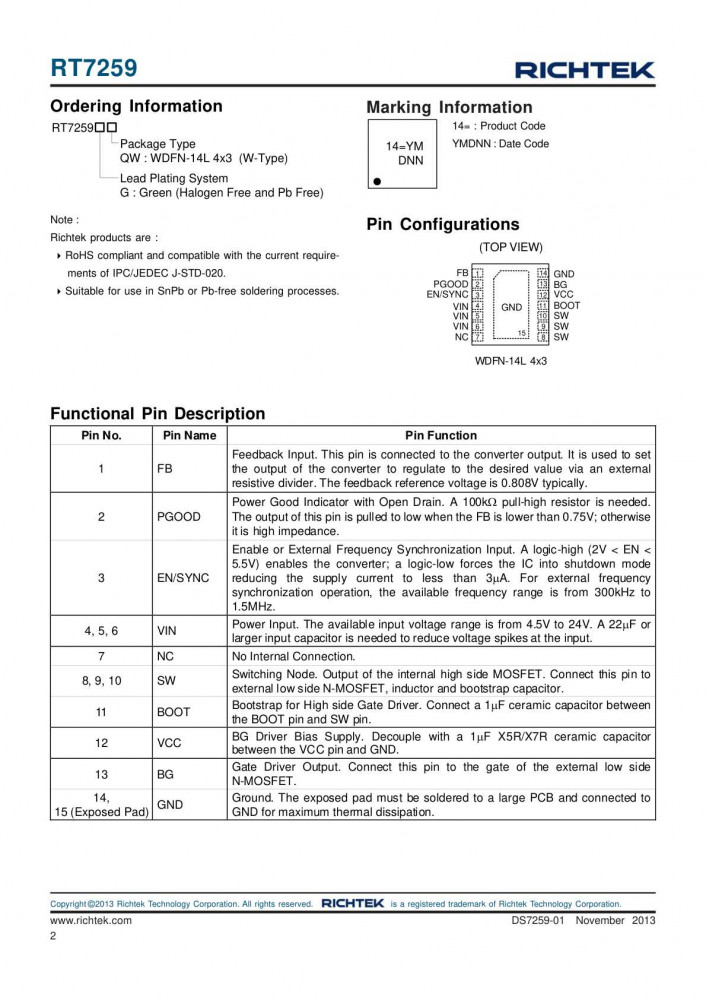 RT7259 technical document page 2