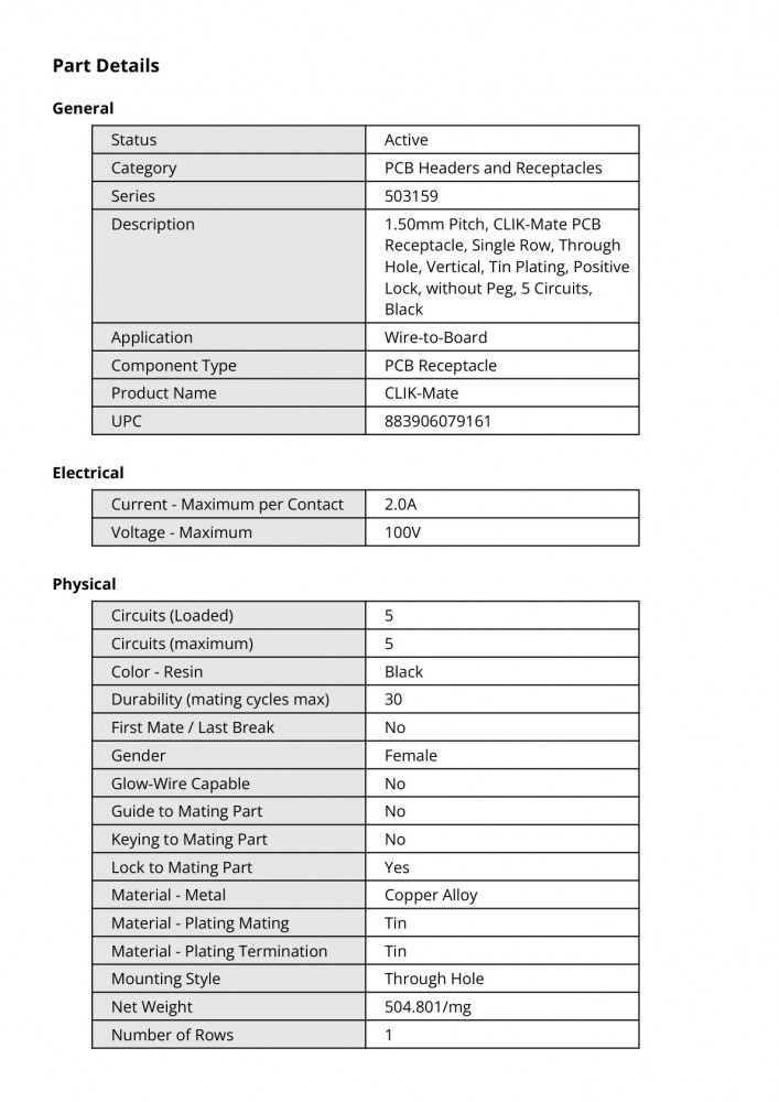MOLEX 5031590511 document preview, page 2
