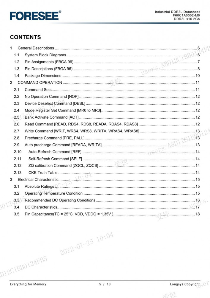 FORESEE DDR3L datasheet page 5