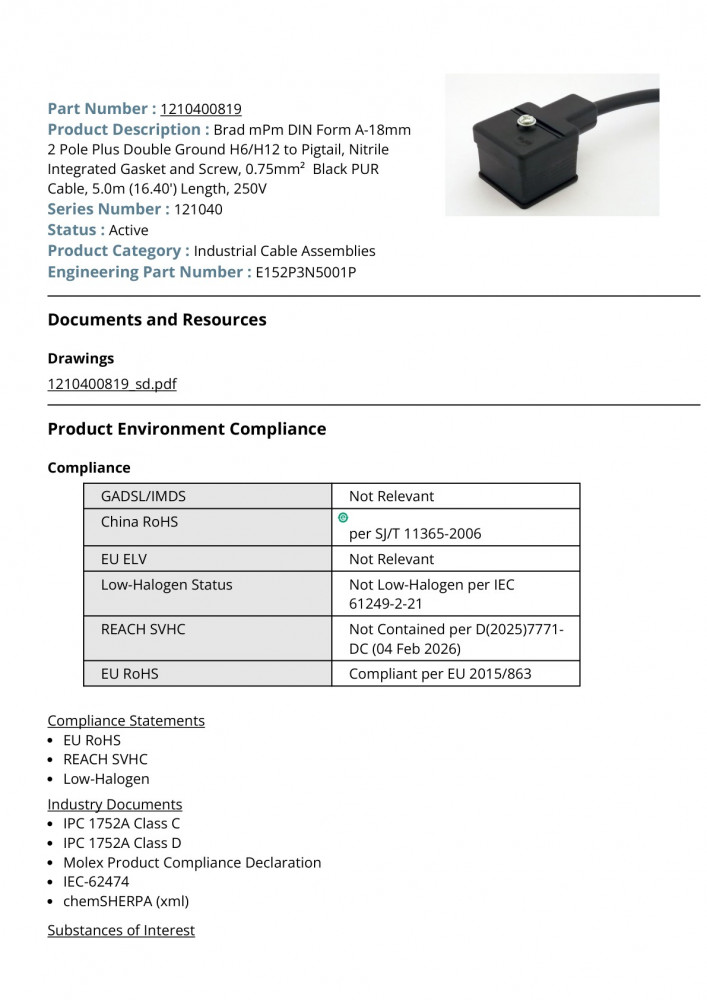 MOLEX product drawing page 1