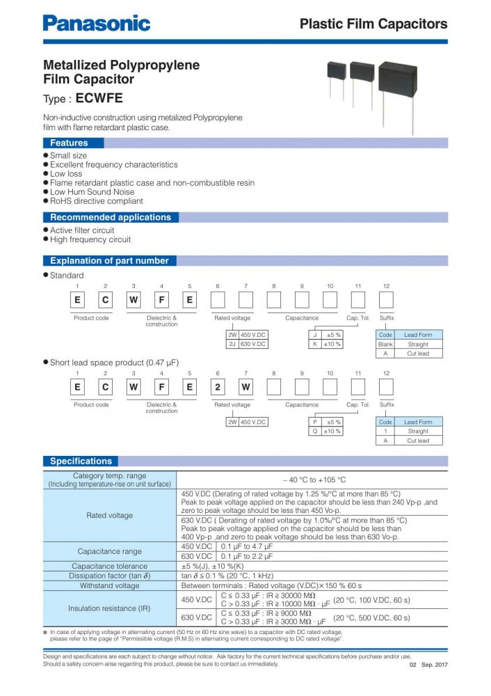 PANASONIC ECWFE series technical document page 1