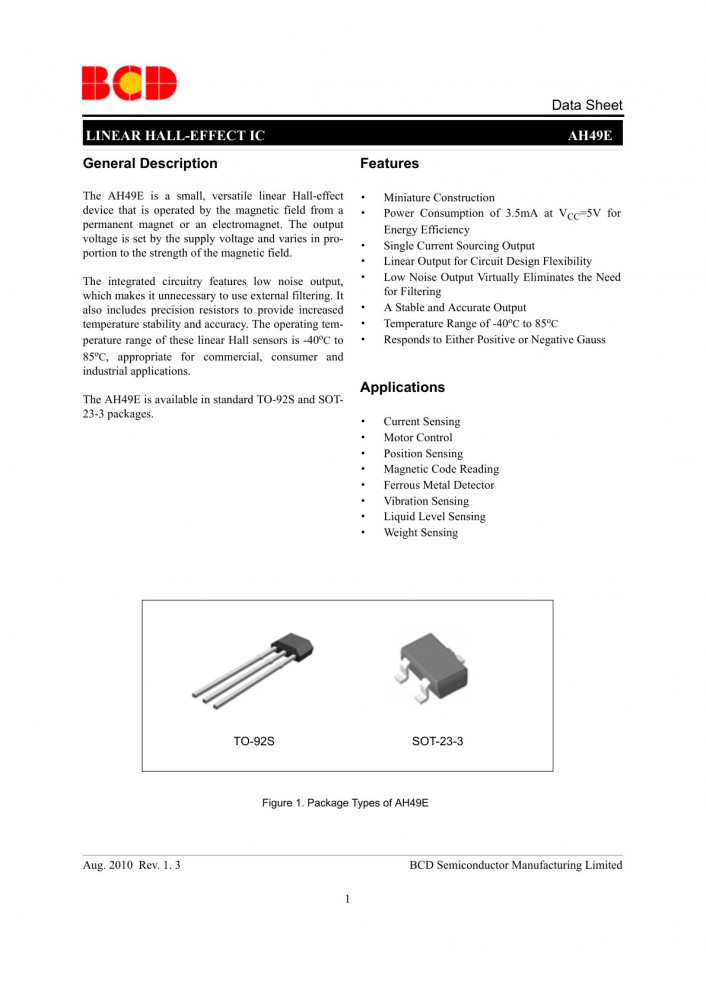 AH49E datasheet page 1