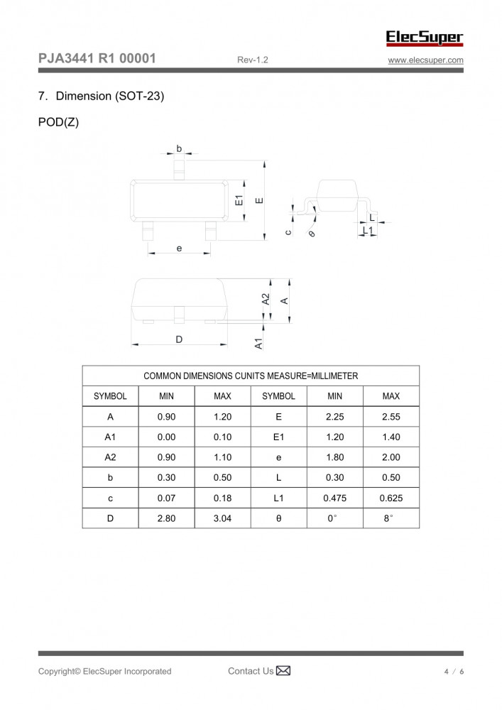 PJA3441 R1 00001 datasheet page 4
