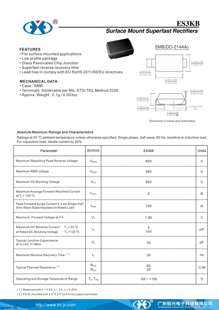 JUXING ES3KB datasheet page 1