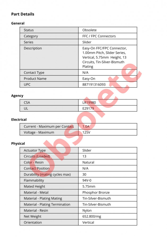 Technical document page 2 for MOLEX 526101333