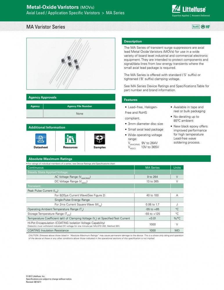 V47MA2B MA Series datasheet page 1
