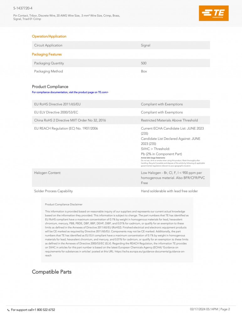 TE Connectivity 5-1437720-4 document page 2