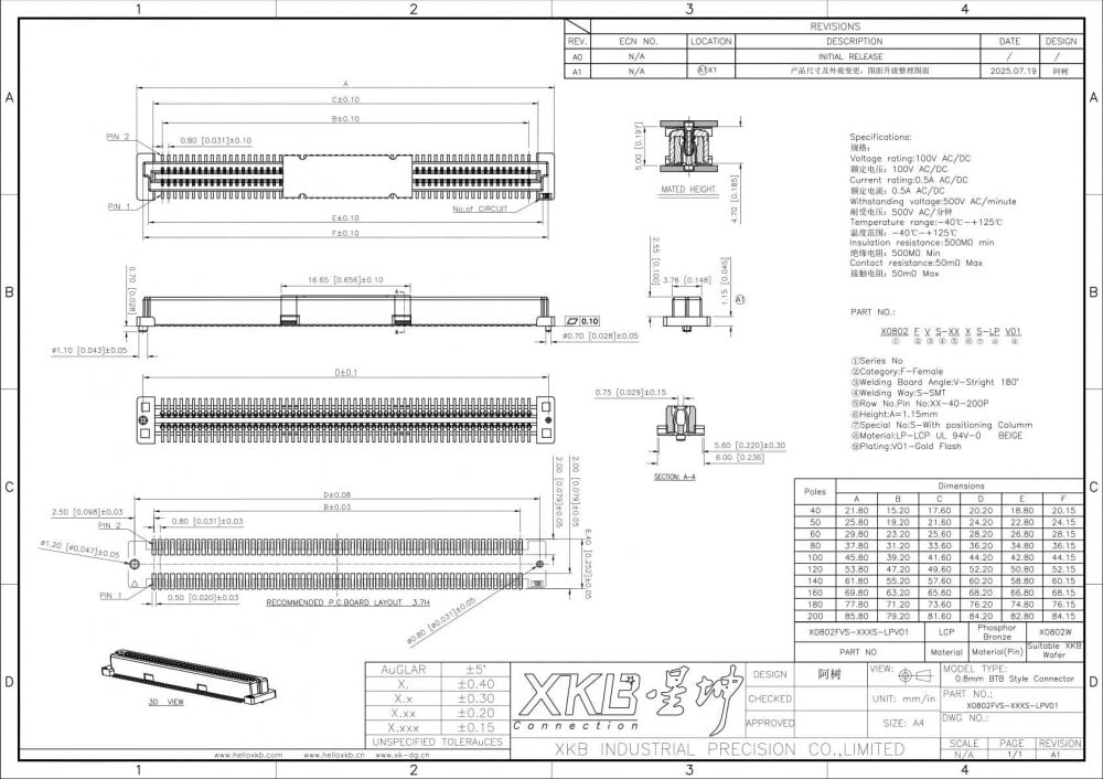 X0802FVS-140AS-LPV01 technical document drawing