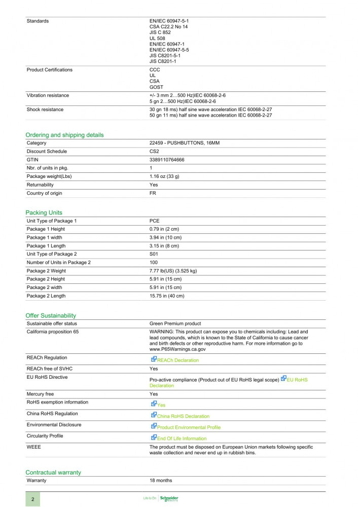 XB6DGC5B technical document page 2