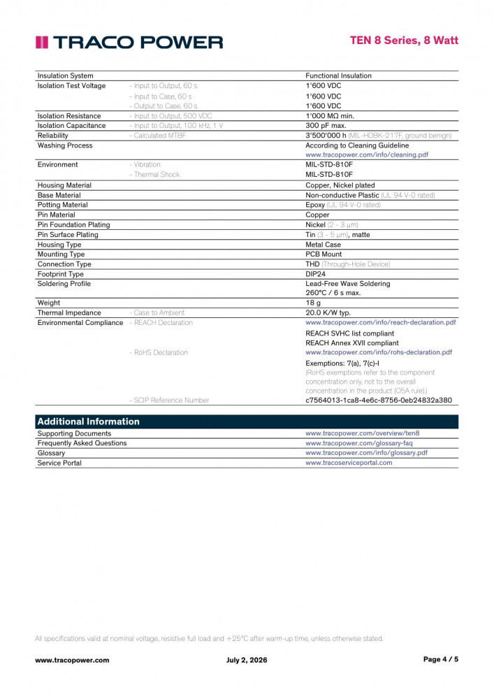TEN 8 series technical document, page 4