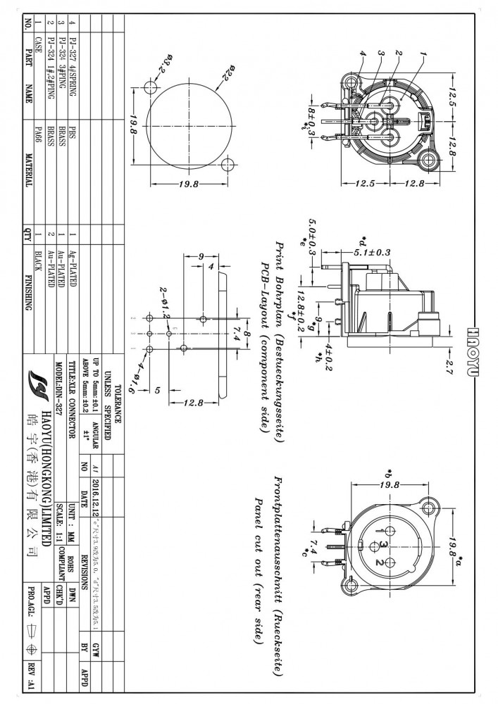DIN-327 mechanical drawing