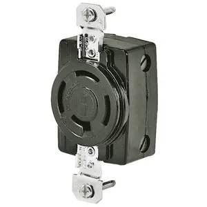 Locking Devices, Industrial, Flush Receptacle, 20A 3-Phase Wye 120/208V AC, 4-Pole 4-Wire Non-Grounding, Non-NEMA, Screw Terminal, Black for sale