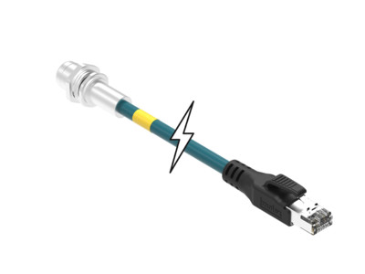Micro-Change (M12) Double-Ended Cordset, 4 Poles, D-Coded, Male (90°) to Male (90°), 24 AWG, Teal TPU Cable, 3.0m (9.84') Length