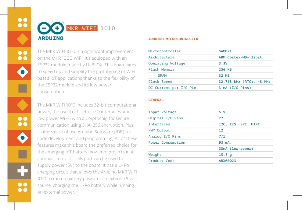 Arduino MKR WIFI 1010 technical document page 2