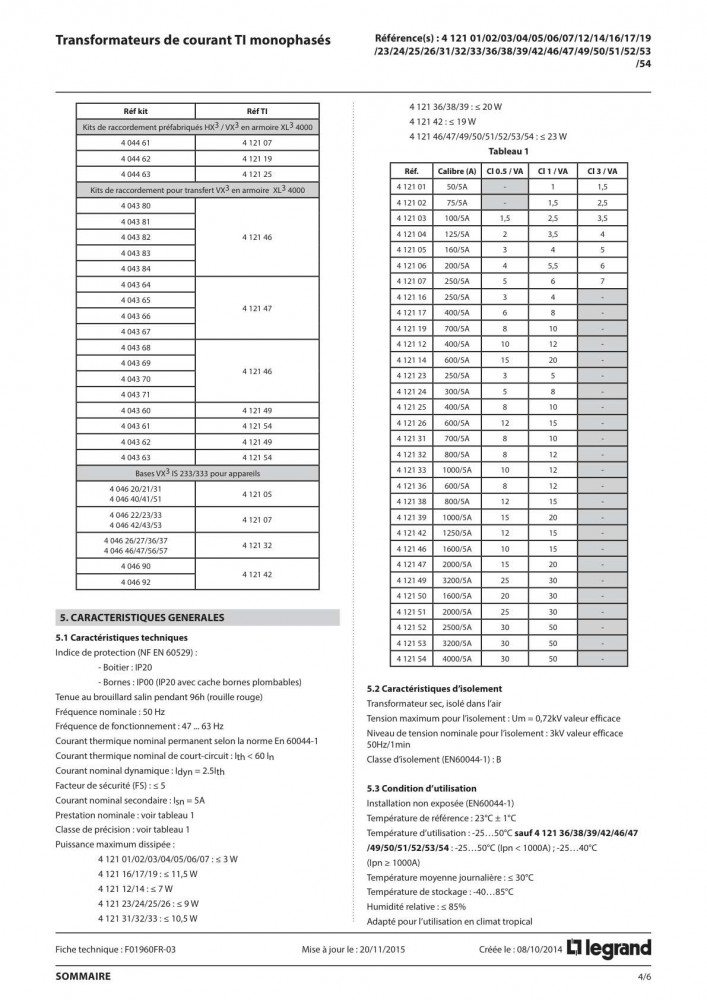 Legrand current transformer documentation, page 4