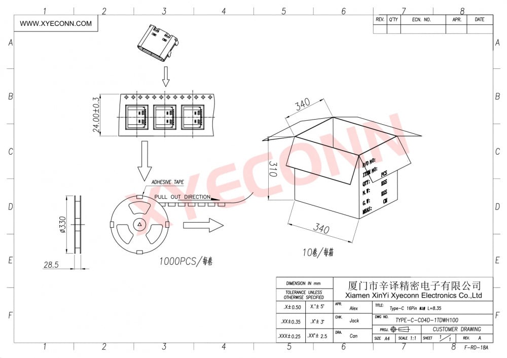 XYECONN TYPE-C-C04D-1TDWH100 manufacturer drawing page 2
