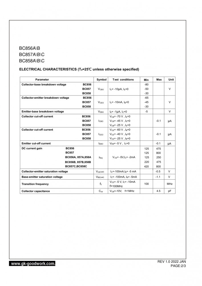 GOODWORK BC857B datasheet page 2