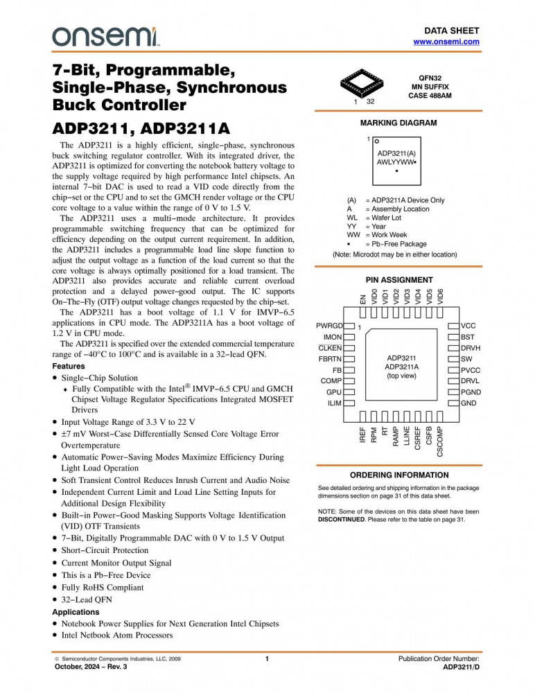 ADP3211 document page 1
