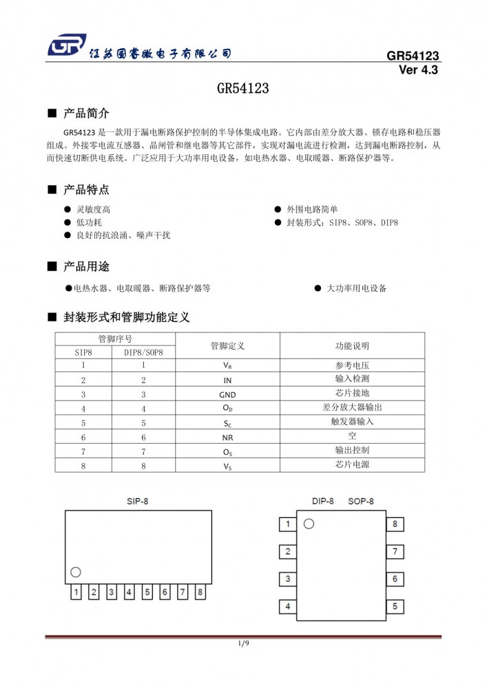 GR54123 datasheet page 1