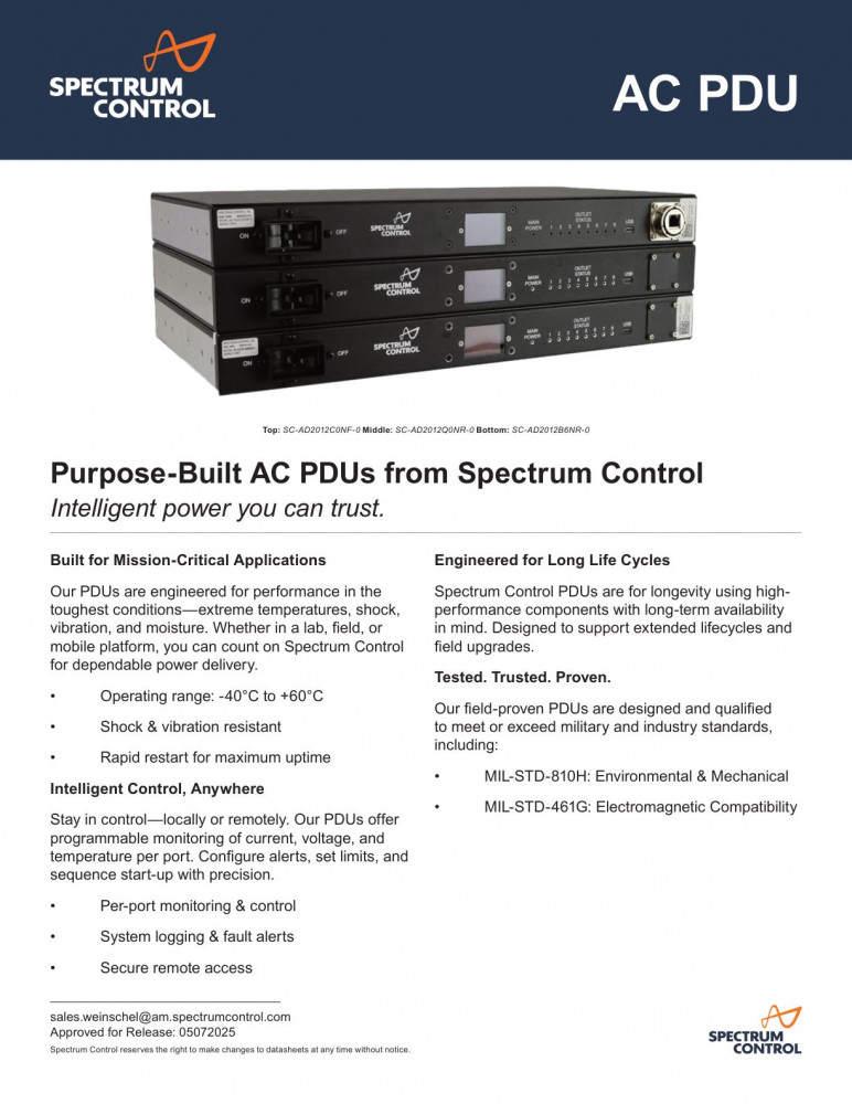 Spectrum Control AC PDU documentation page 1