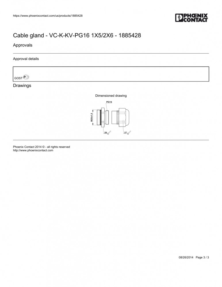 Phoenix Contact 1885428 dimensioned drawing