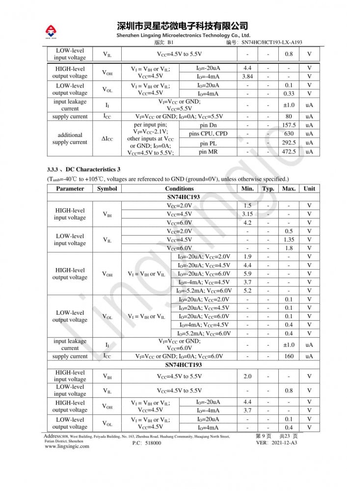 SN74HC193 datasheet page 9