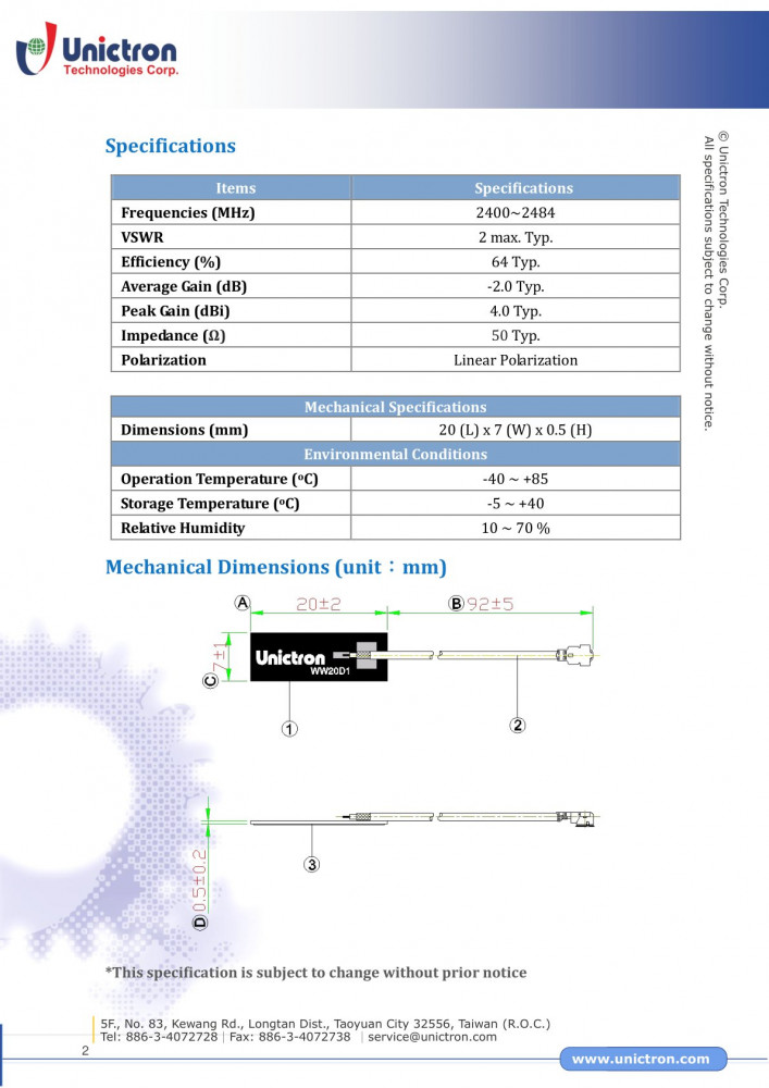 WW20D1 technical document page 2
