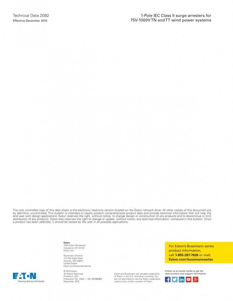 Eaton Bussmann surge arrester document page 4