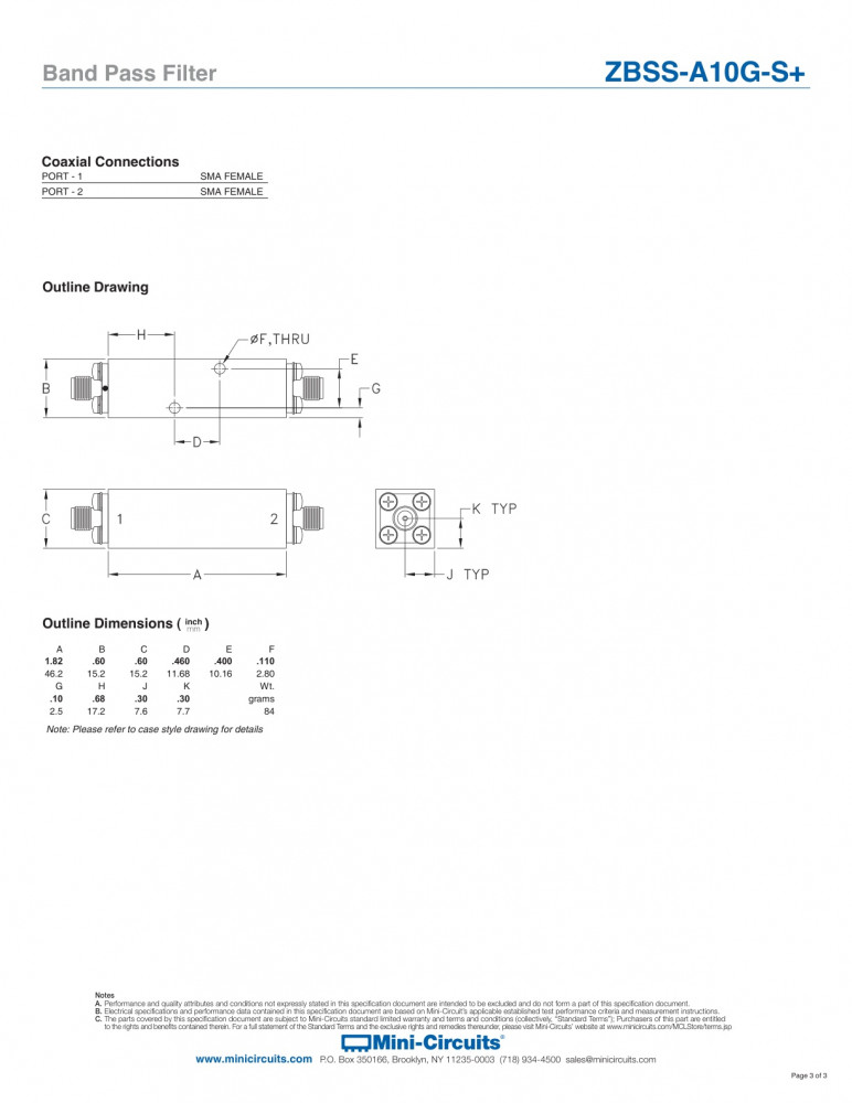 ZBSS-A10G-S+ product datasheet page 3