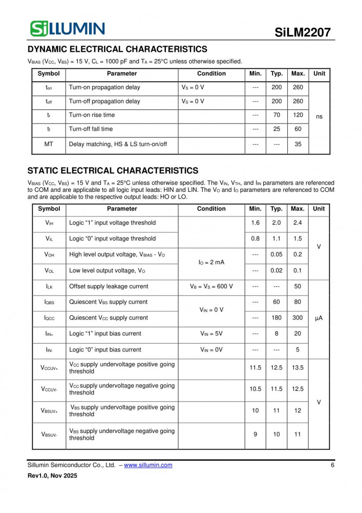 SiLM2207 datasheet page 6