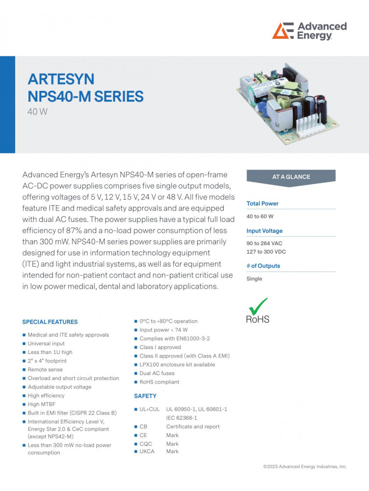NPS40-M series datasheet page 1