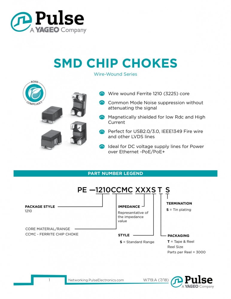 PULSE PE-1210CCMC series datasheet page 1