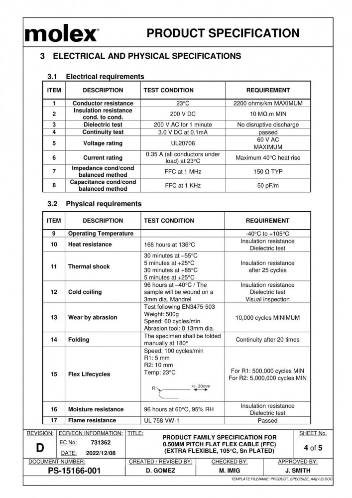 Product family specification, page 4