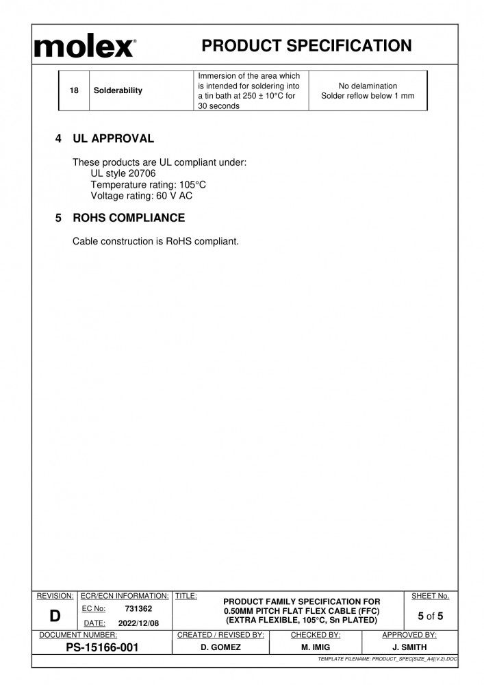 Product family specification, page 5