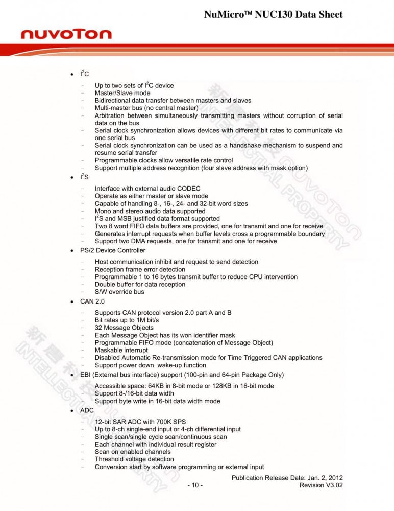 NUC130 datasheet page 10